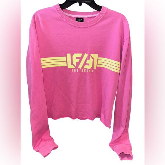 LF | Tops | Lf The Brand Hot Pink And Neon Yellow Long Sleeve Cropped ...